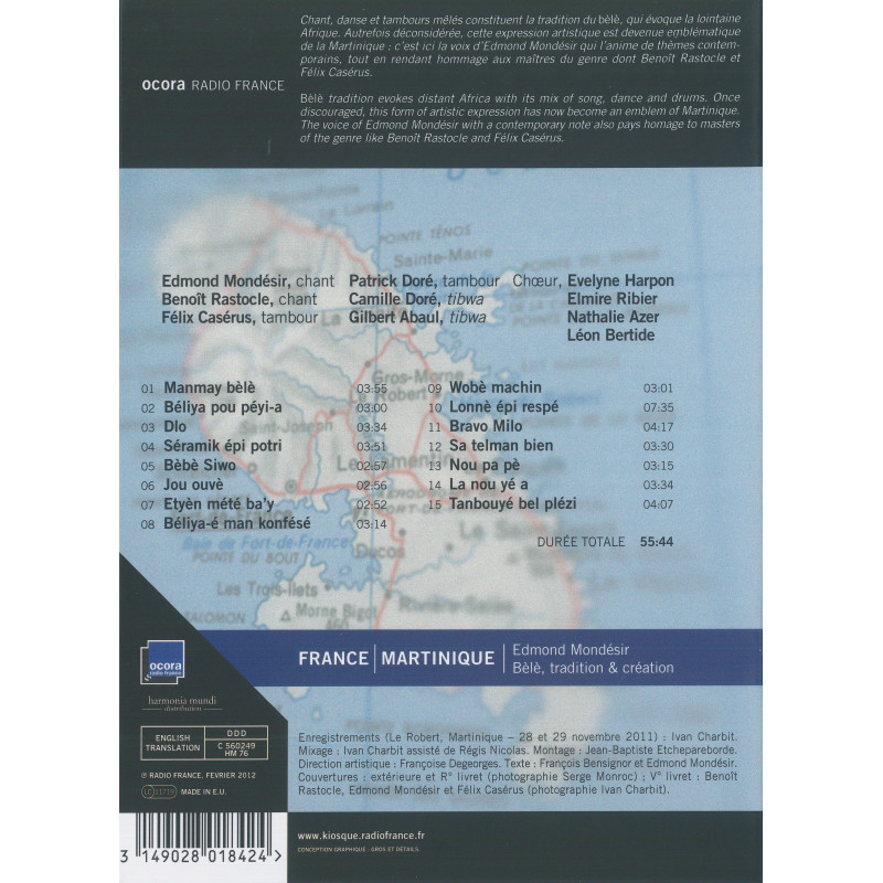 Edmond Mondésir Bèlè - Ocora - CD - Martinique - Phonolithe